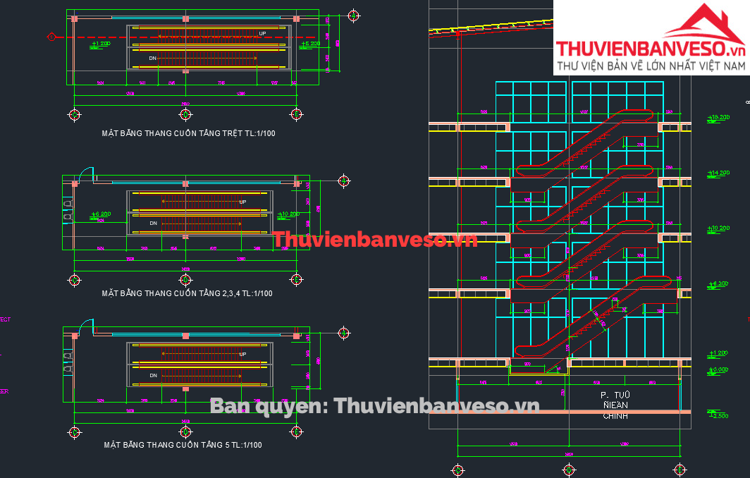 Bản vẽ Thang cuốn, thang máy